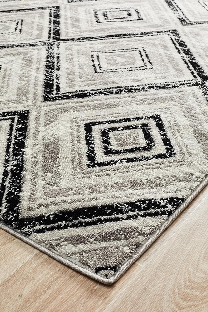 Sabrina Geo Diamonds - Grey Black - Rugs Plus Online