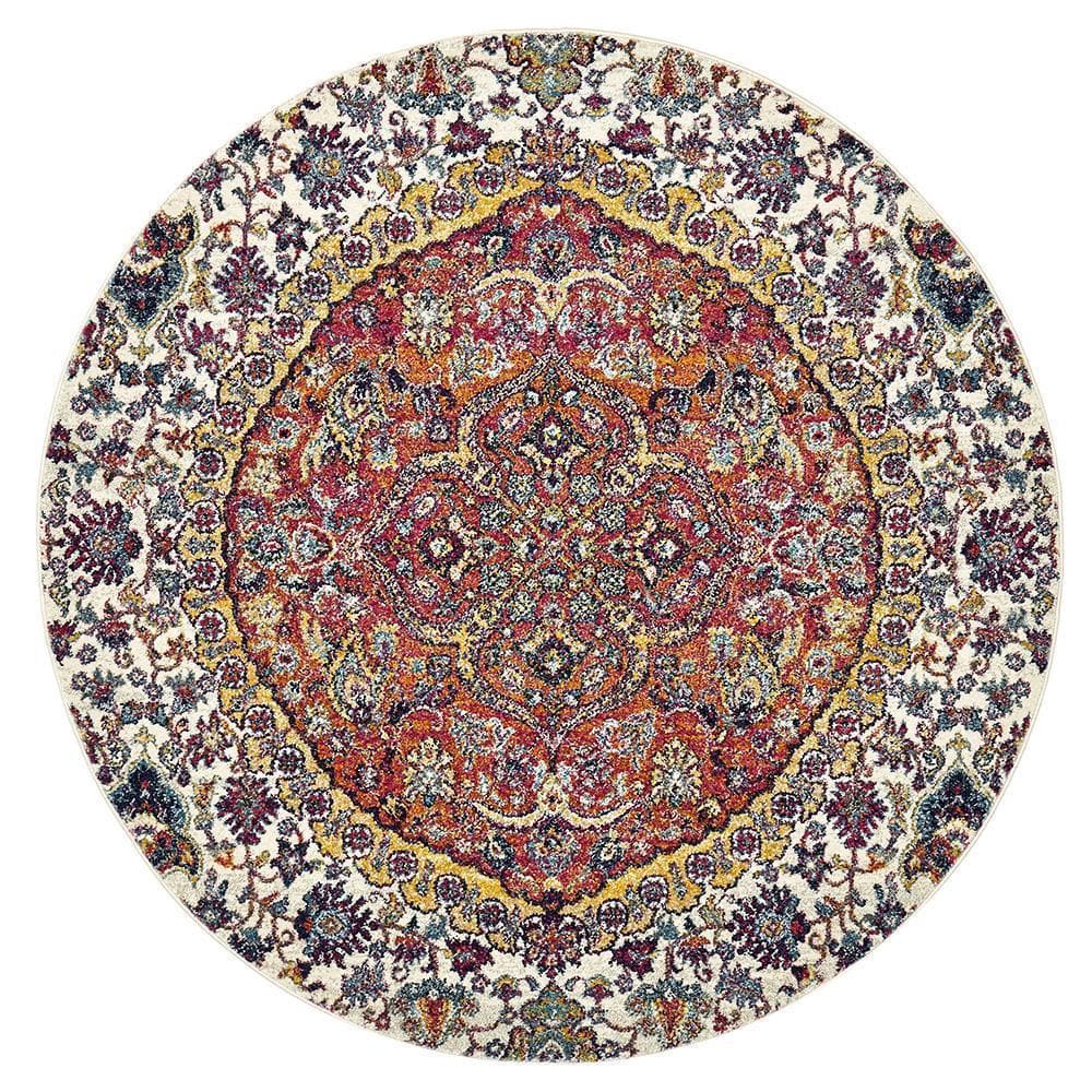 Museum Shelly Rust Round Rug - Rugs Plus Online