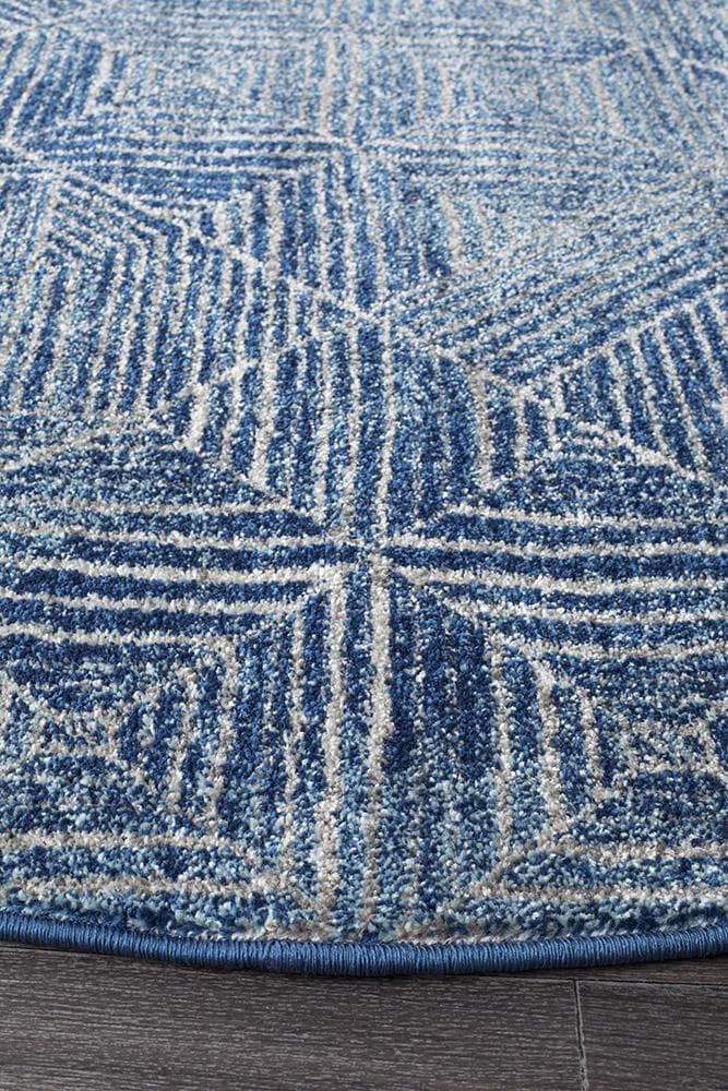 Oasis Kenza Contemporary - Navy [Round] - Rugs Plus Online