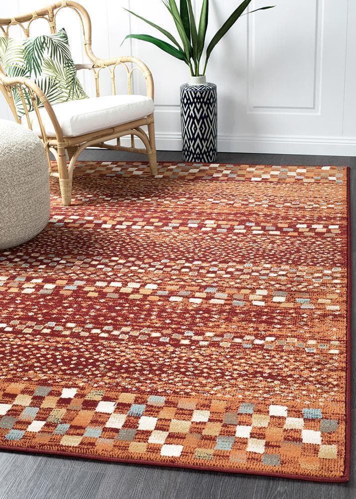 Oxford Mayfair Squares - Rust - Rugs Plus Online