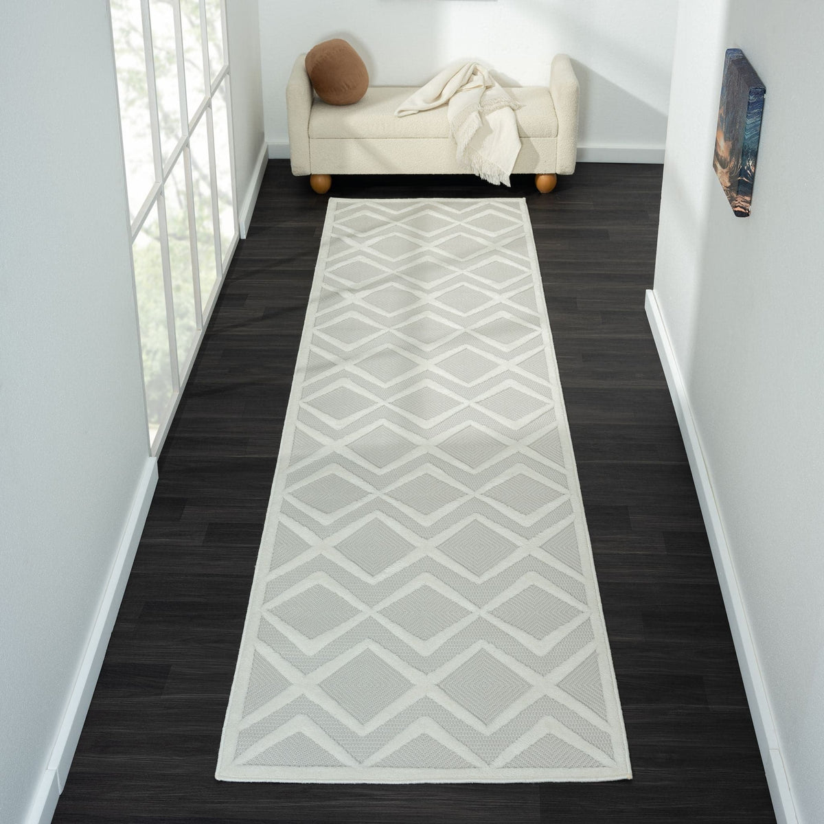 Calm 417 Pearl Runner | Modern Rug | Rugs Plus Online.